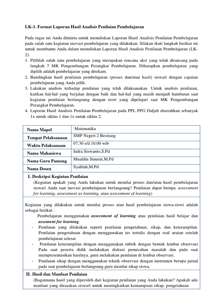 L.K 1.2 Hasil Assesmen Siklus 2 | PDF