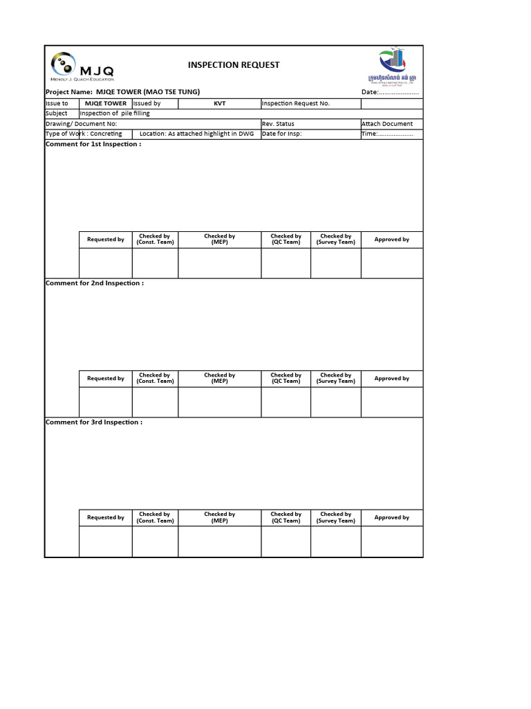RCPT-Requesting Form For Concrete Casting | PDF | Building Materials ...