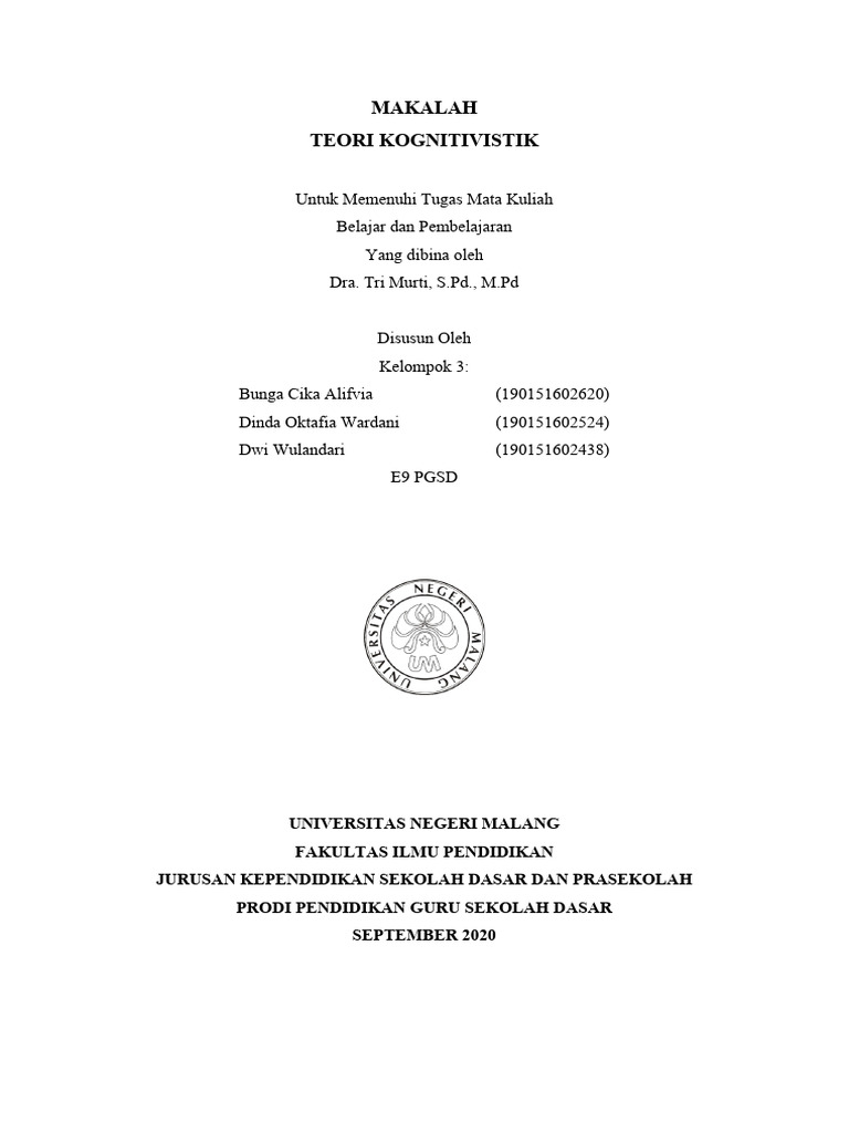 MAKALAH Kel.3 TEORI KOGNITIVISTIK | PDF