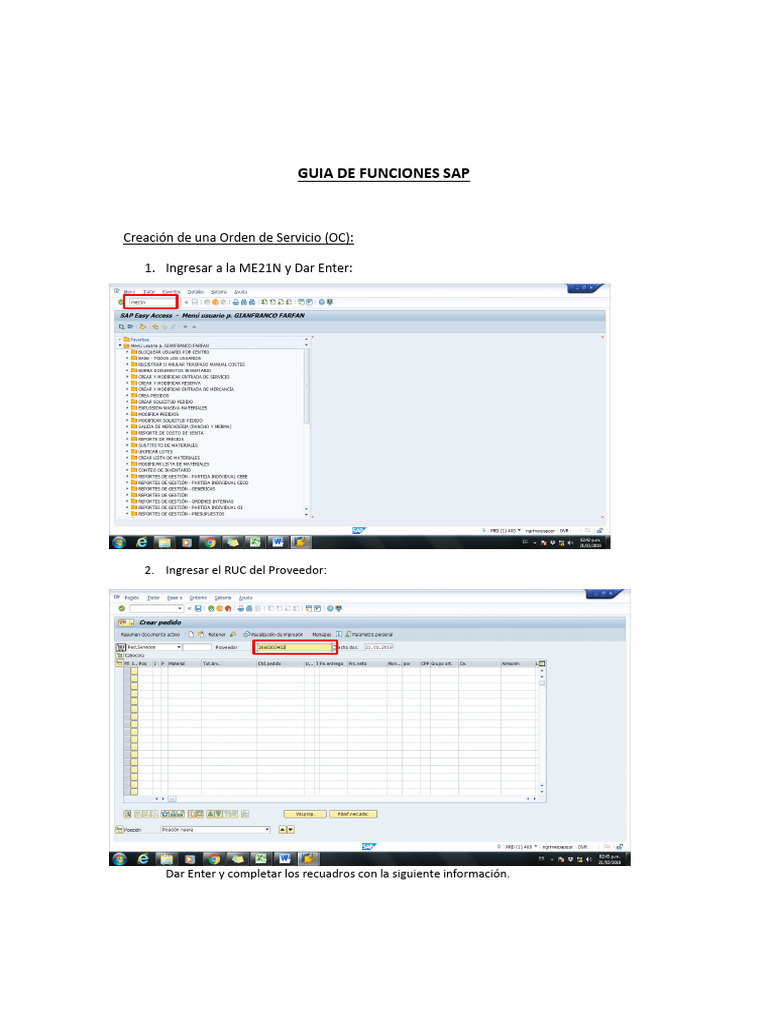 Guía para Crear y Gestionar Órdenes en SAP | PDF | Informática