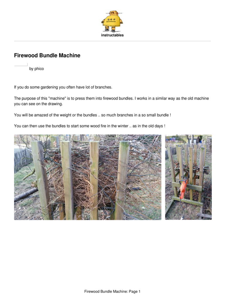 Firewood Bundle Machine | PDF | Wood | Manufactured Goods