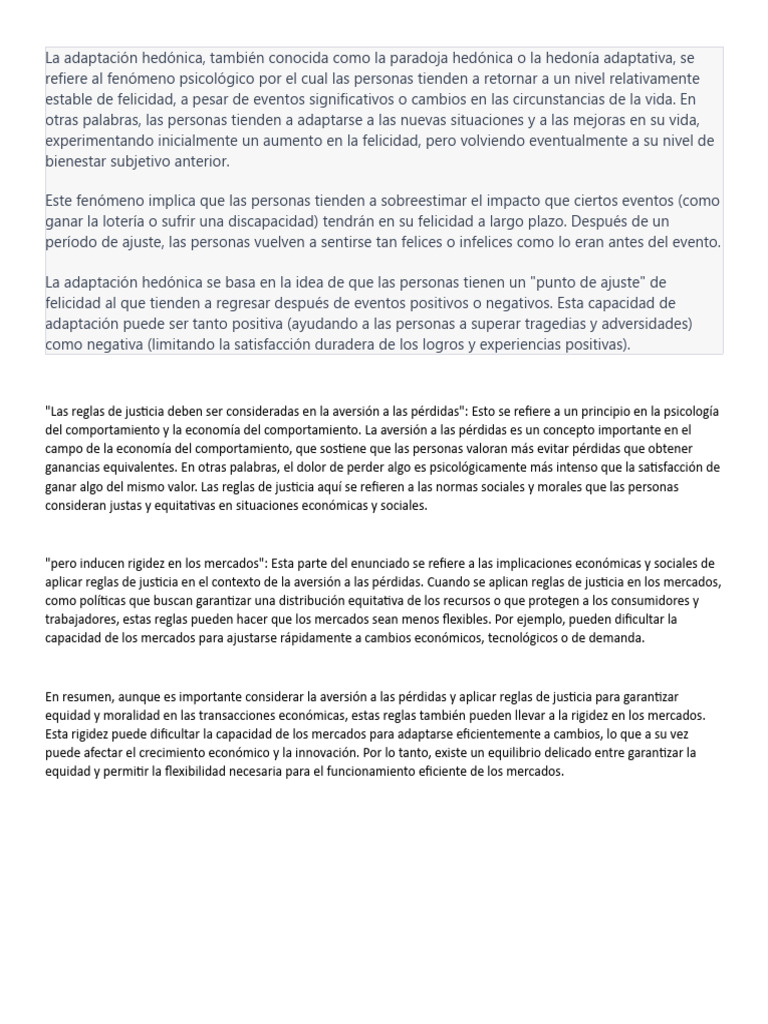 La Adaptación Hedónica | PDF | Felicidad | Sicología