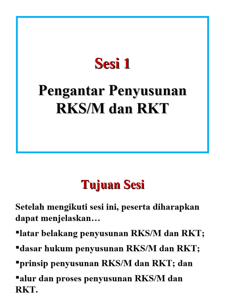 Sesi 1 Pengantar Penyusunan RKS/M Dan RKT | PDF
