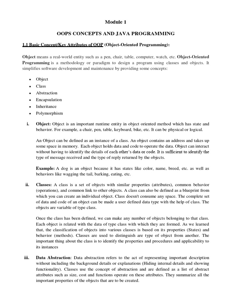Module 1 - OOPS CONCEPTS AND JAVA PROGRAMMING - LectureNotes | Download ... Module 1 - OOPS CONCEPTS AND JAVA PROGRAMMING - LectureNotes | Download ...