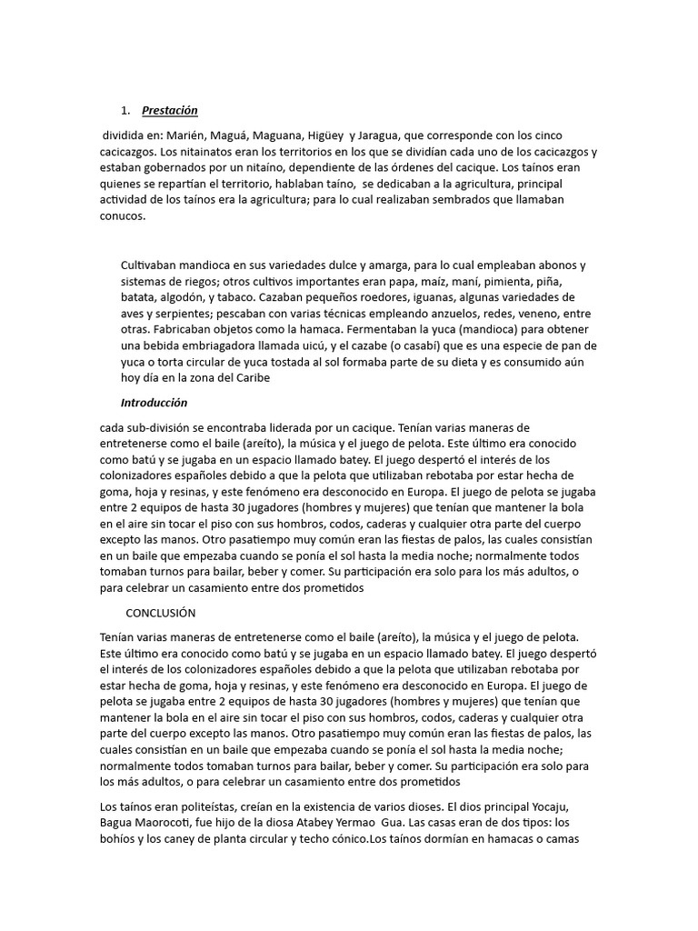 Tarea Los Taínos | PDF | Pueblos Indígenas de las Américas