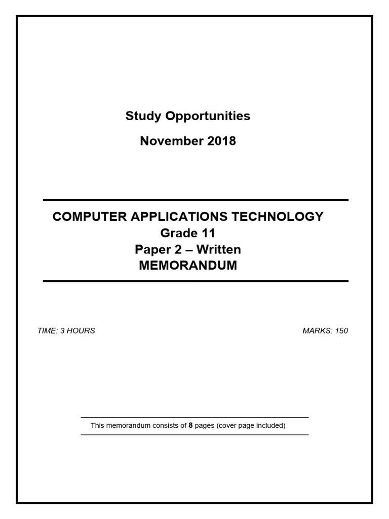 CAT Gr11 Theory MEMO Nov2018 StudyOpp | PDF | Computer File | Computer Data Storage