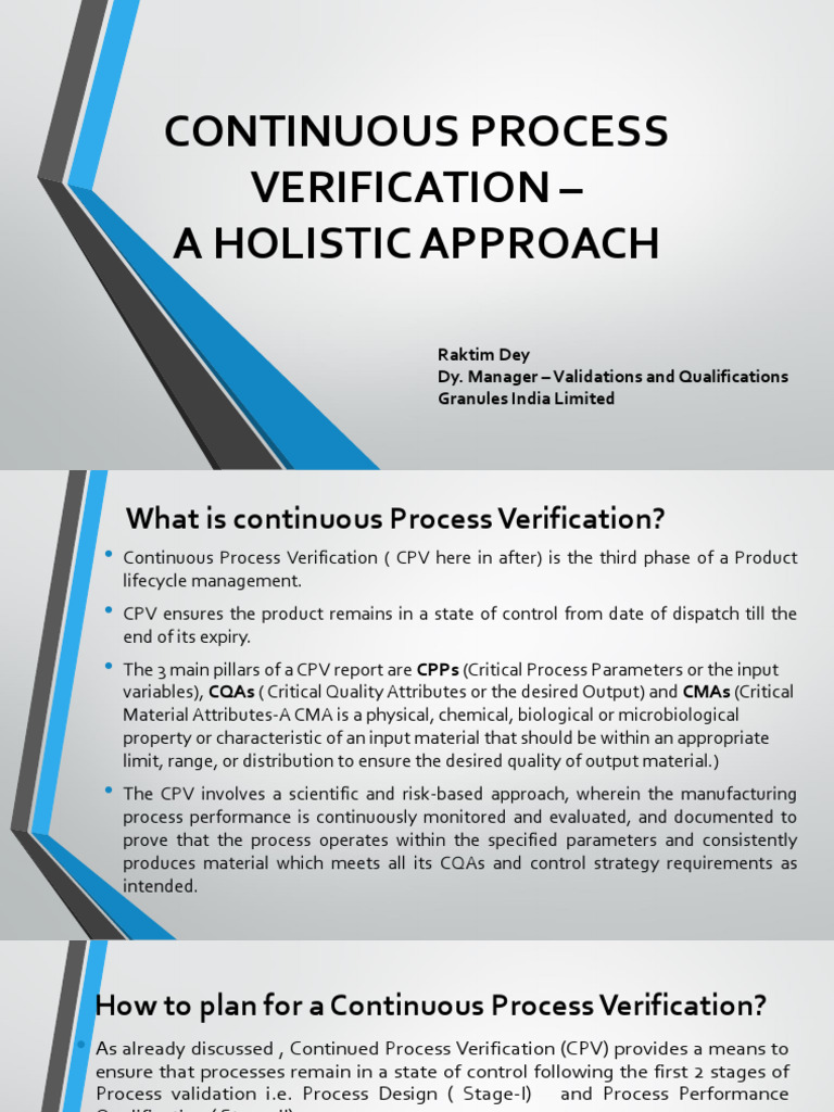 (Pub) Granules India Ltd. - Continuous Process Verification - A Holistic Approach | PDF ...
