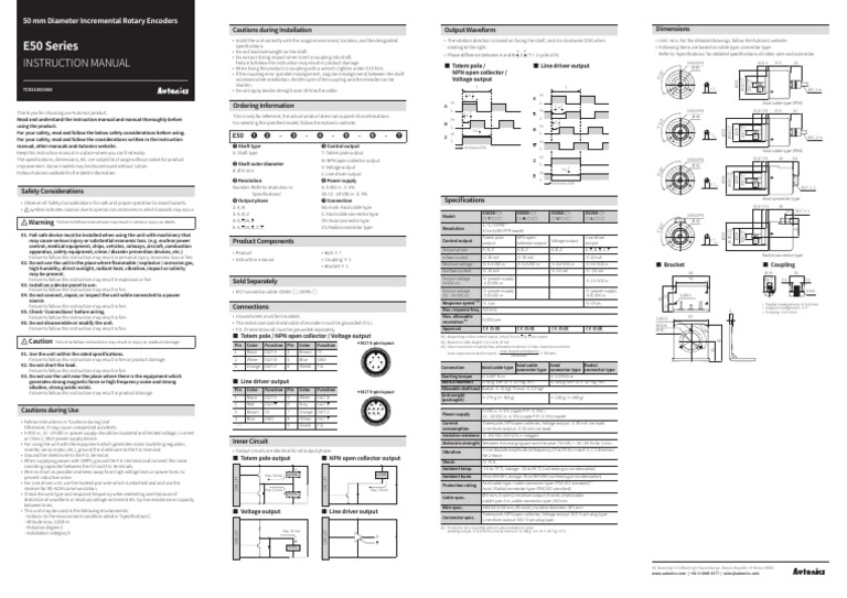 Rotary Encoder E50 Series Instruction Manual | PDF | Power Supply ...