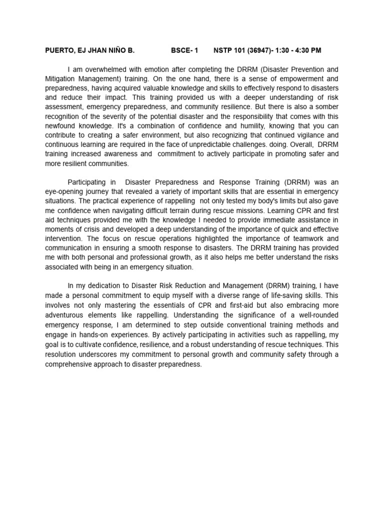 Reflection 6 | PDF | Emergency Management | Psychological Resilience