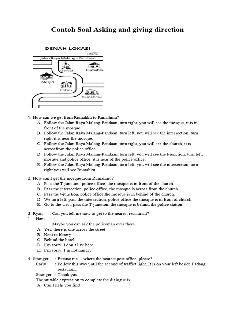 Contoh Soal Asking and Giving Direction | PDF