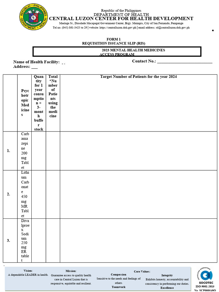 Requisition Issuance Slip For CY 2023 | PDF | Cognition | Psychological ...
