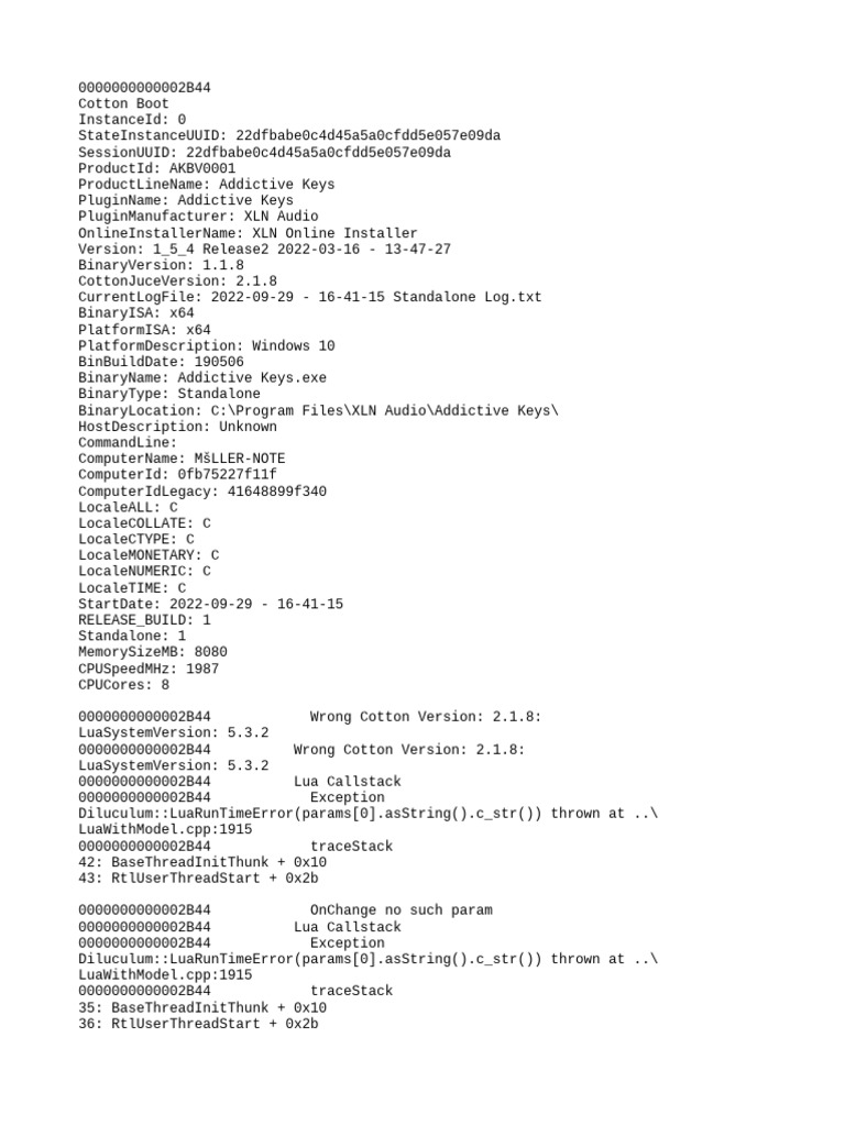 Addictive Keys Error Log Analysis | PDF | Software Engineering | Computing Platforms