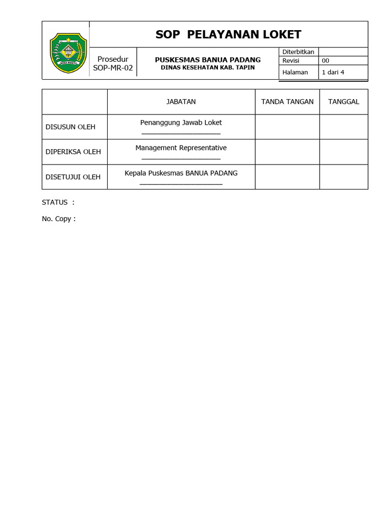 Sop Pelayanan Loket | PDF