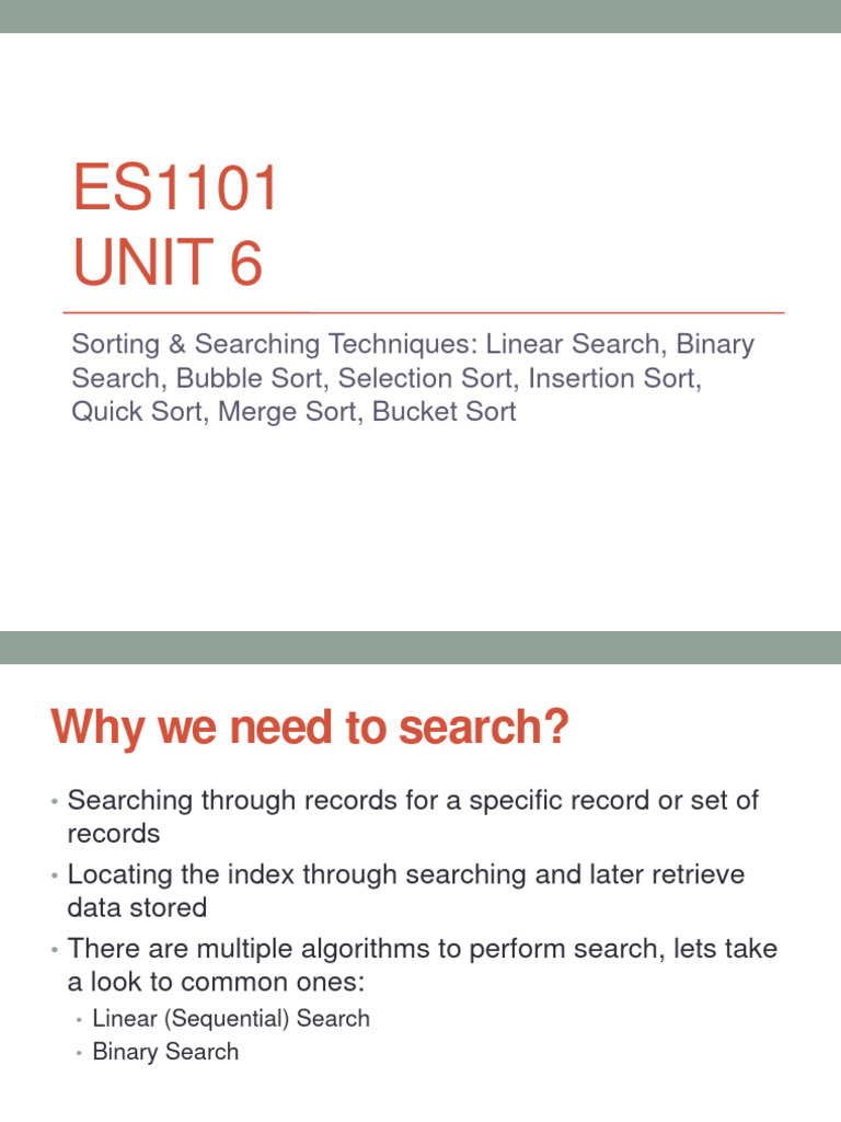 Unit 6 Sorting Pdf Computer Programming Algorithms And Data Structures