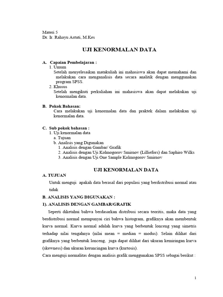 Materi 5 Uji Kenormalan Data | PDF