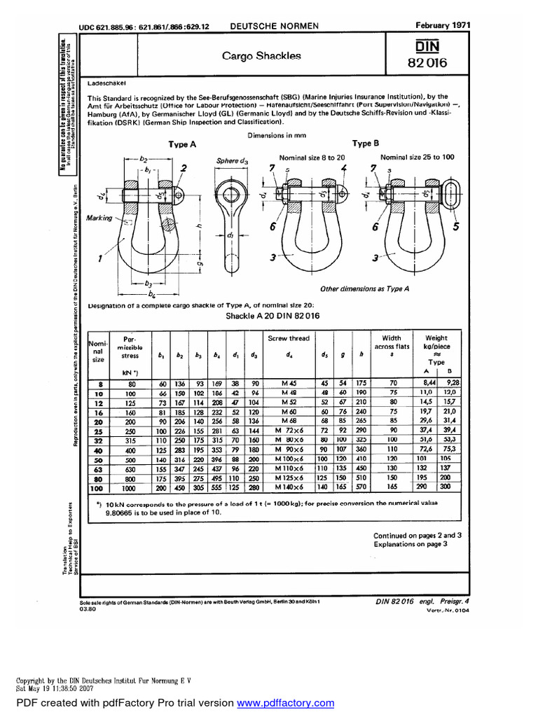 DIN 82016 Cargo Shackles | PDF