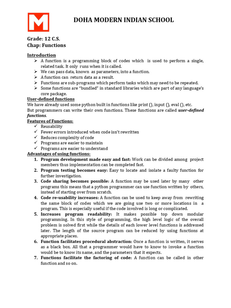 Functions Notes 1 | PDF | Parameter (Computer Programming) | Anonymous ... Functions Notes 1 | PDF | Parameter (Computer Programming) | Anonymous ...