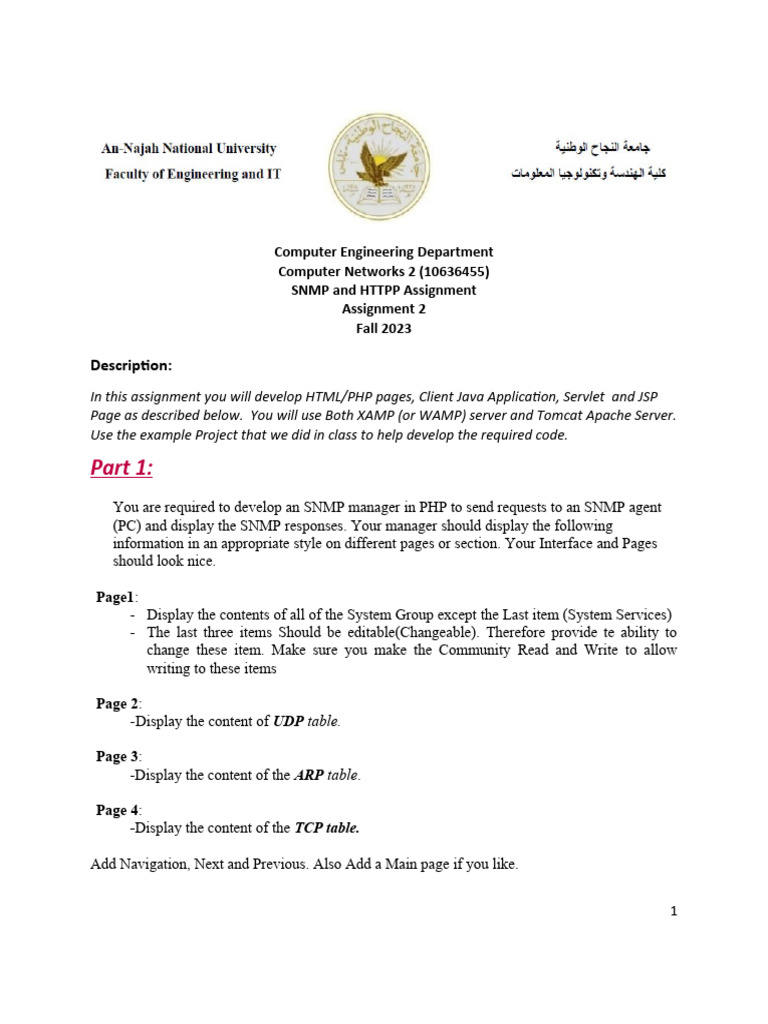 SnmpHttpAssignment Fall2023 | PDF | Networking | Internet & Web