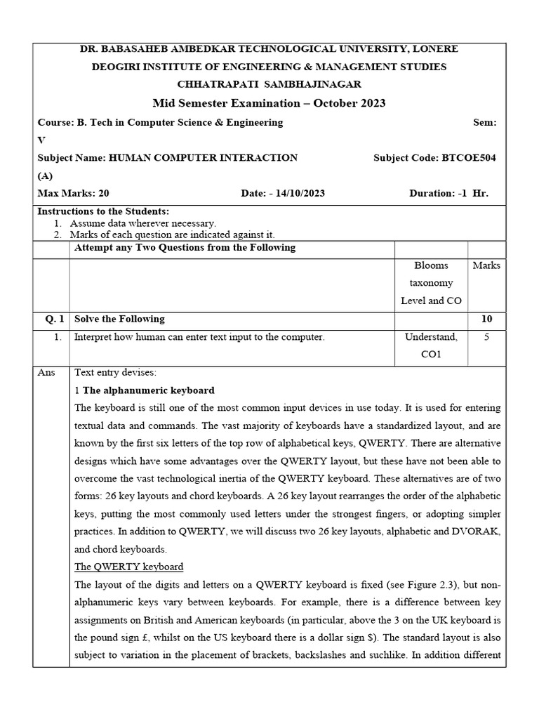 Mse Solution | PDF | Memory | Long Term Memory