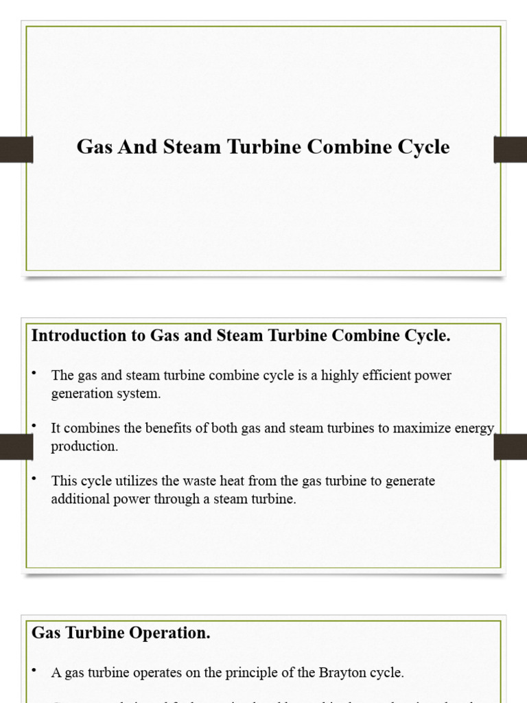 Gas and Steam Turbine Combine Cycle | PDF | Power Station | Gas Turbine