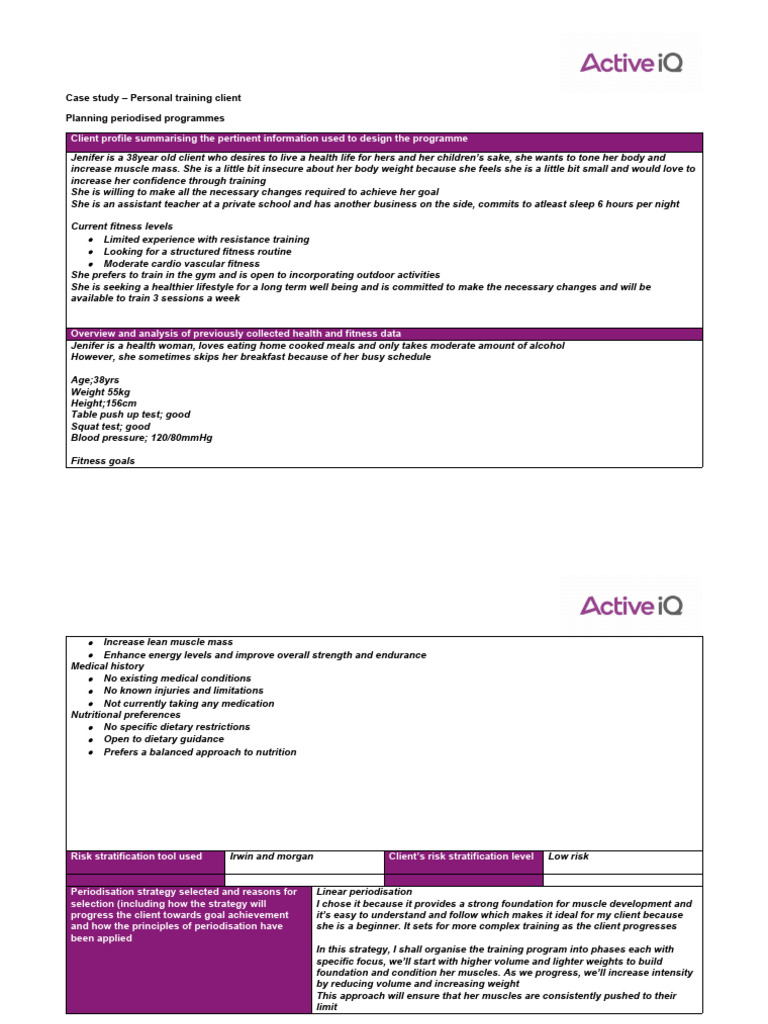 Personal Training Program for Jenifer | PDF | Physical Fitness | Foot