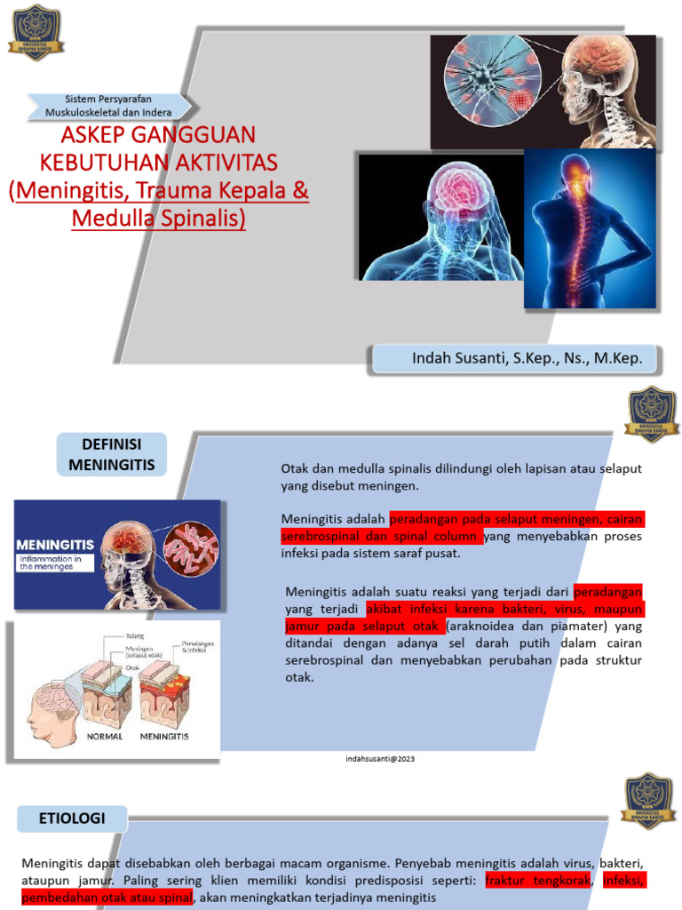 Askep Meningitis, Trauma Kepala, Medulla Spinalis - smt3 | PDF | Pengembangan Diri | Sains ...