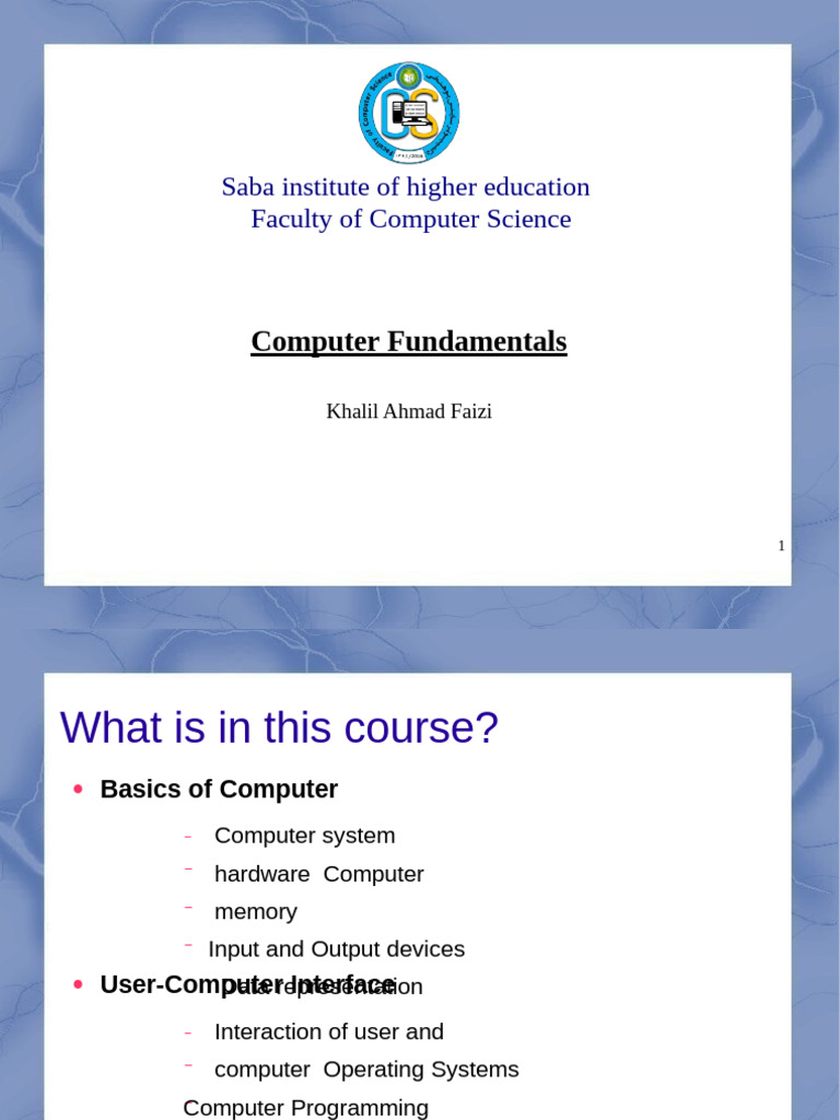 Lecture 01 | PDF | Computer Hardware | Computer Data Storage