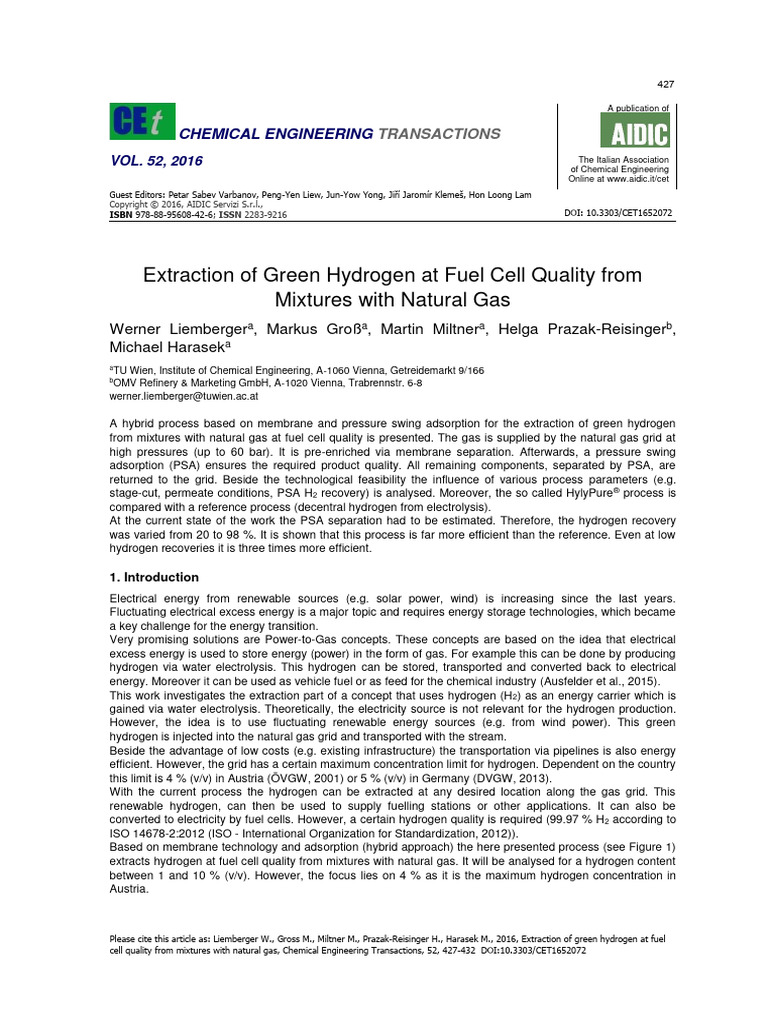 Green Hydrogen at Fuel Cell54 | PDF | Adsorption | Hydrogen