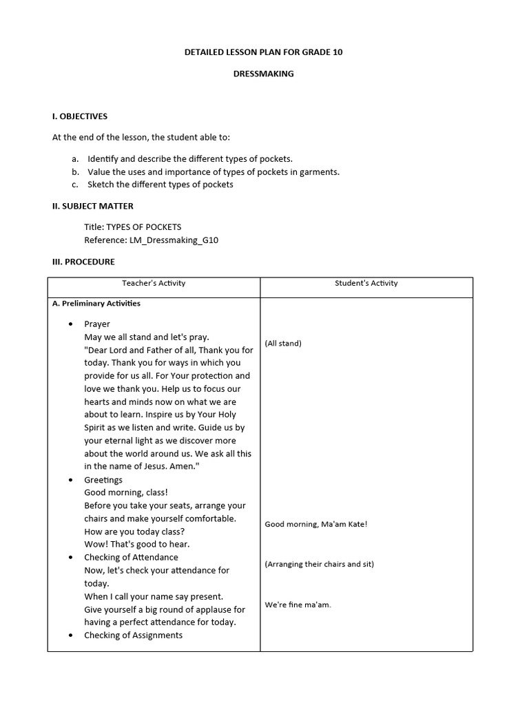 DETAILED LESSON FS Pocket | PDF | Sewing | Seam (Sewing)