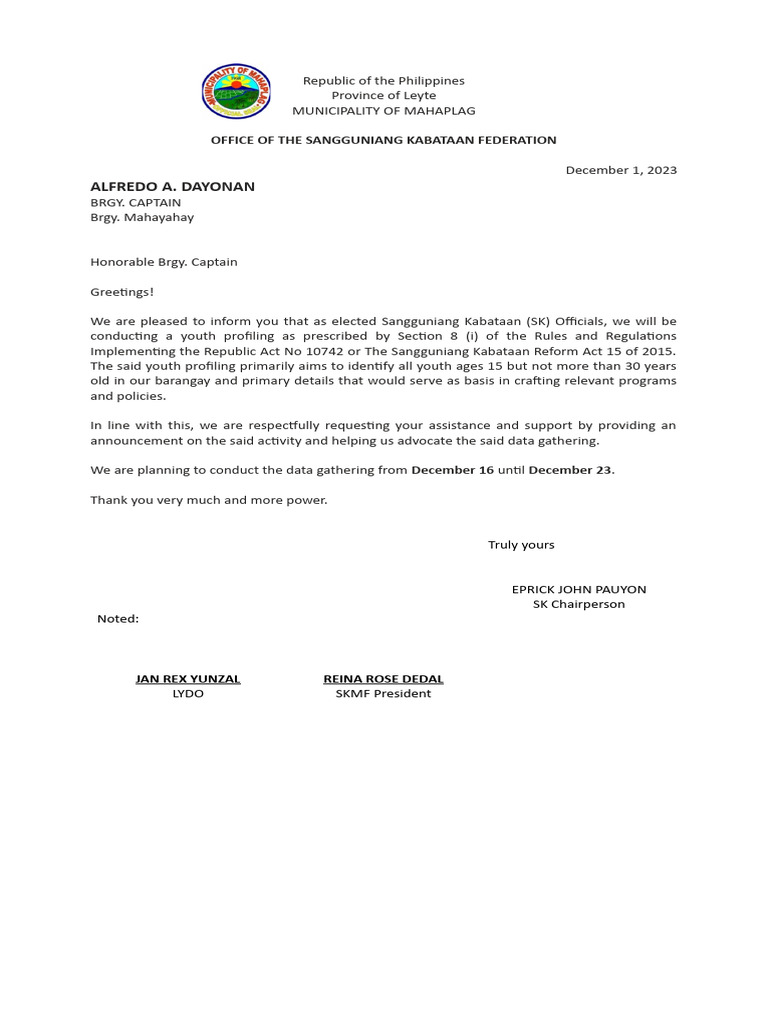 Youth Profiling Initiative Notice | PDF