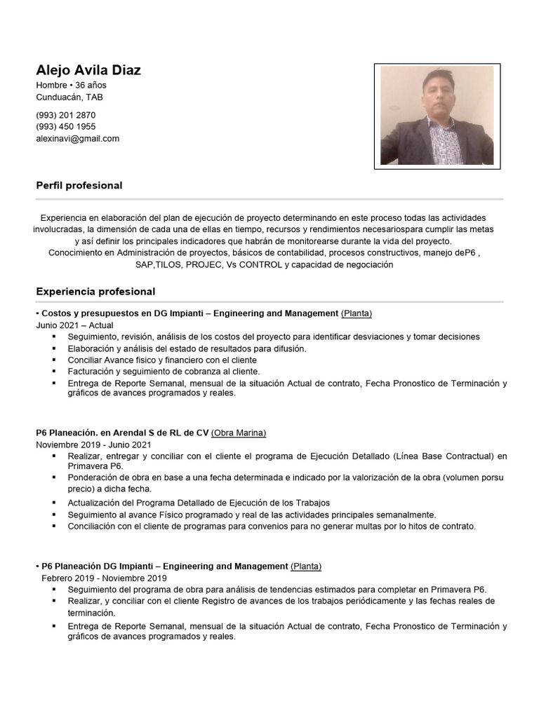 CV - Alejo Avila 2023 | PDF | Presupuesto | Business