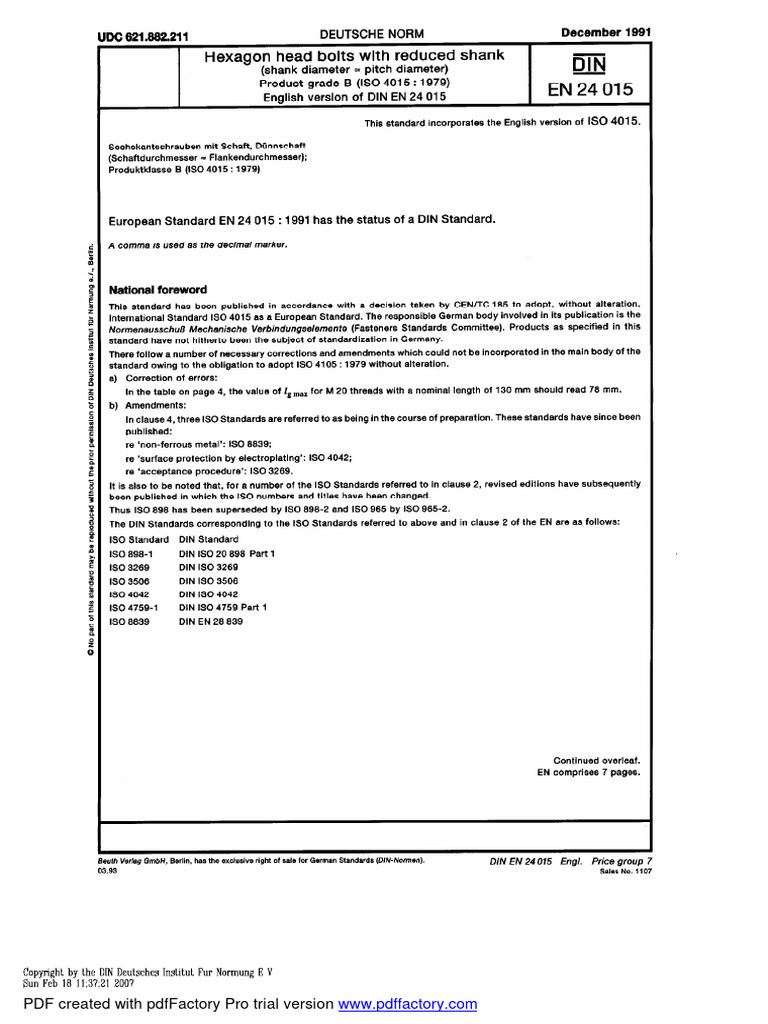 DIN 24015 HexHeadBolt | PDF | Career & Growth | Business