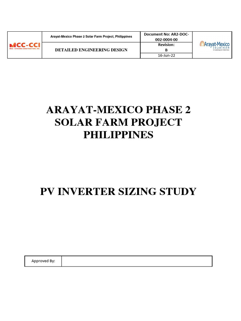 Ar2 Doc 002 0004 00 PV Inverter Sizing Study Rev B | Download Free PDF ...