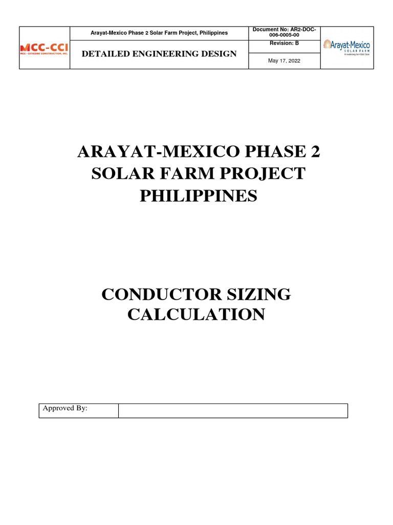 Ar2 Doc 006 0005 00 Conductor Sizing Calculation Rev B Pdf Transformer Manufactured Goods
