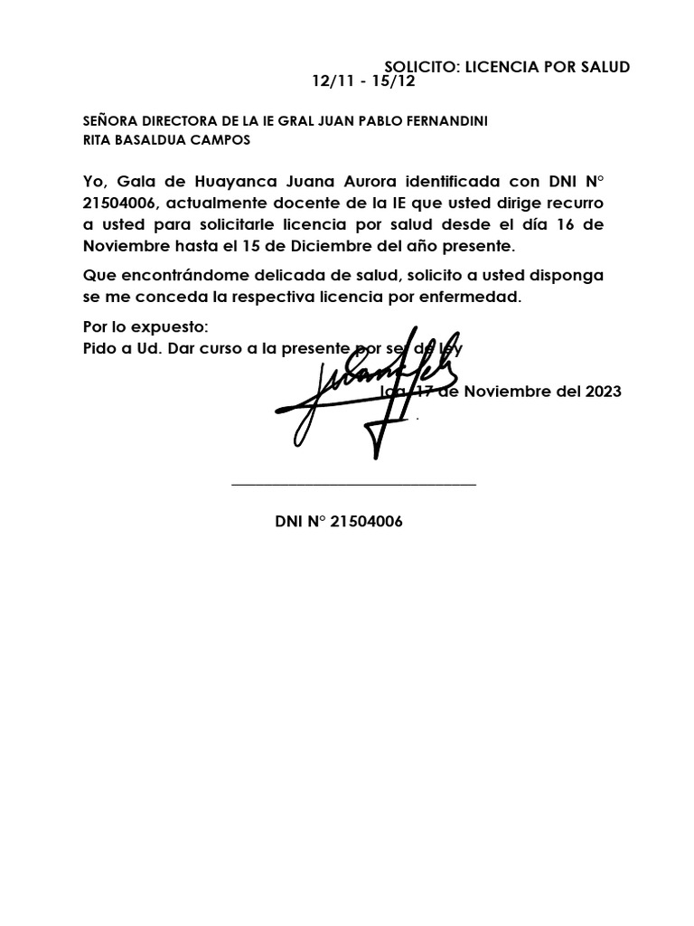 Solicitud de Licencia por Salud Docente | PDF | Estilo de vida