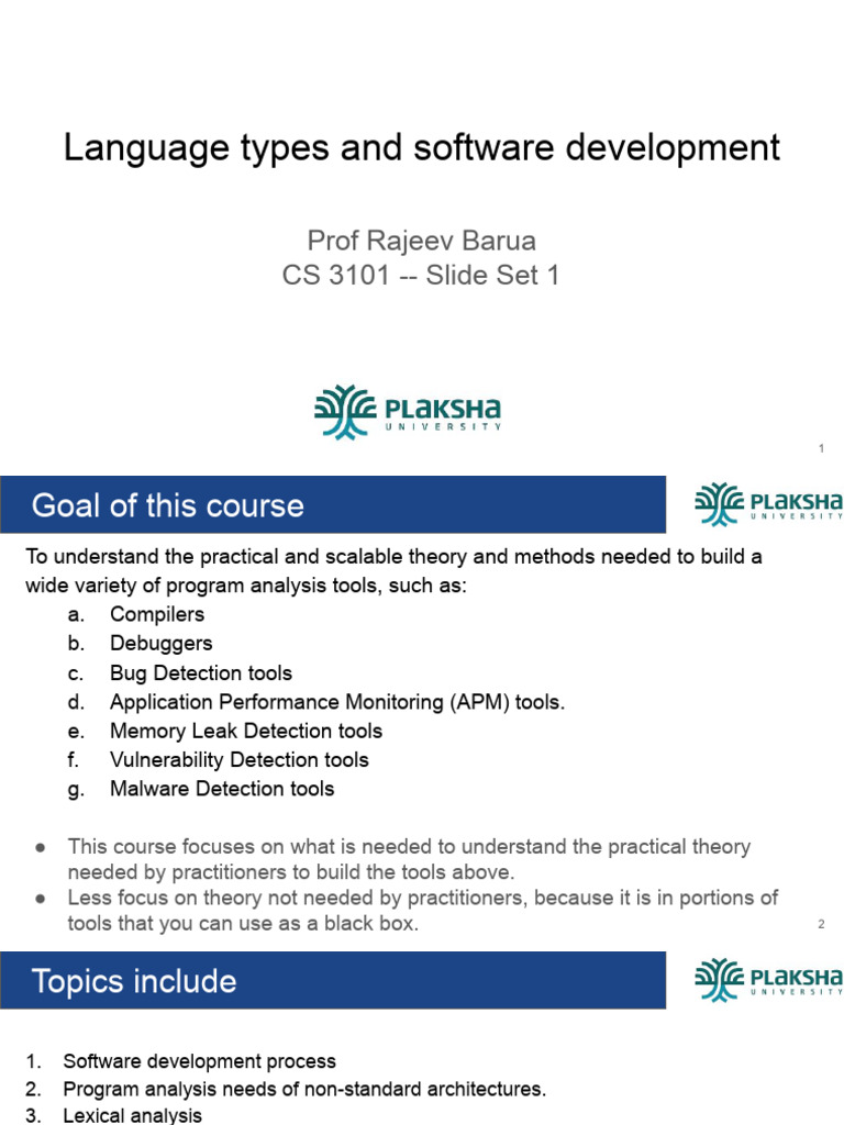 Slide Set 1 Language Types and Software Development | PDF | Library (Computing) | Compiler