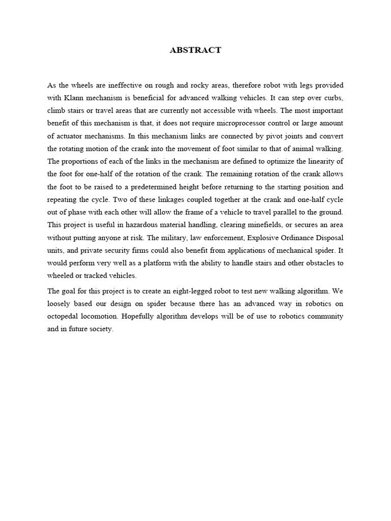 1st Stage Report On Hill Climbing Robot by Klanns Mechanism | PDF ...