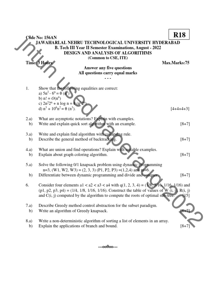 156an - Design and Analysis of Algorithms | PDF | Applied Mathematics ...