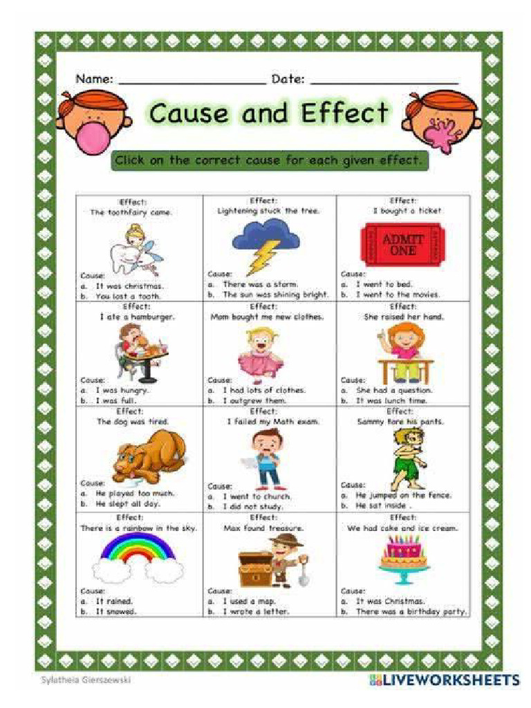 Worksheets Cause and Effect | PDF