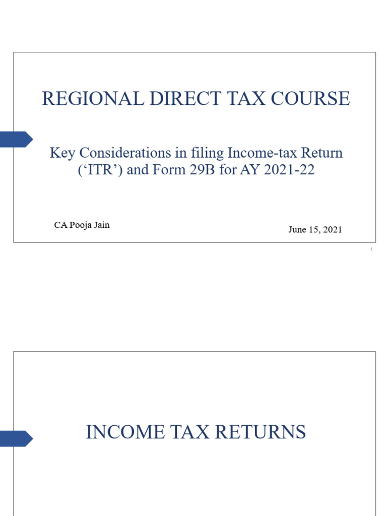 Key Considerations in Filing ITR and 29B Final | PDF | Cost Of Living ...