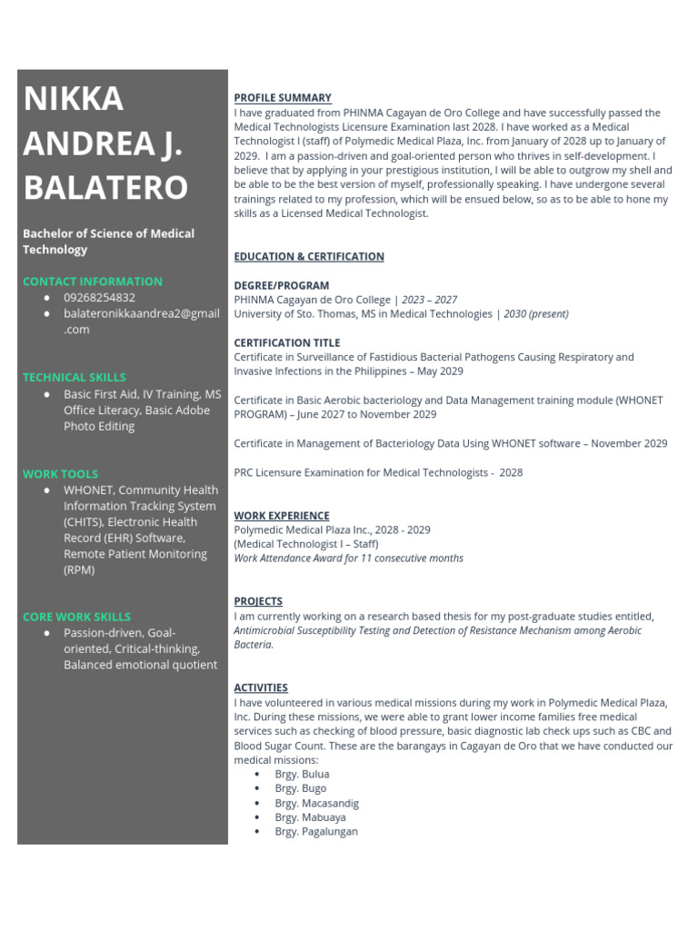 Template - Resume (Repaired) | Download Free PDF | Bacteria | Microbiology