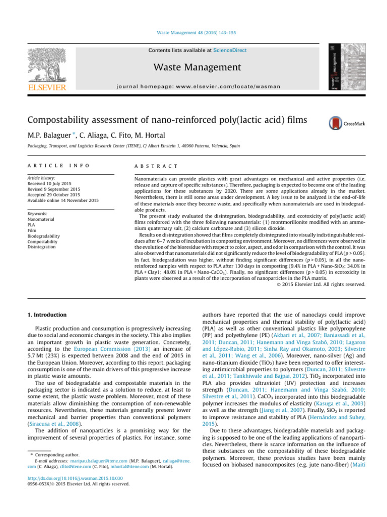 Compostability of Nano-Reinforced PLA Films | PDF | Biodegradation ...