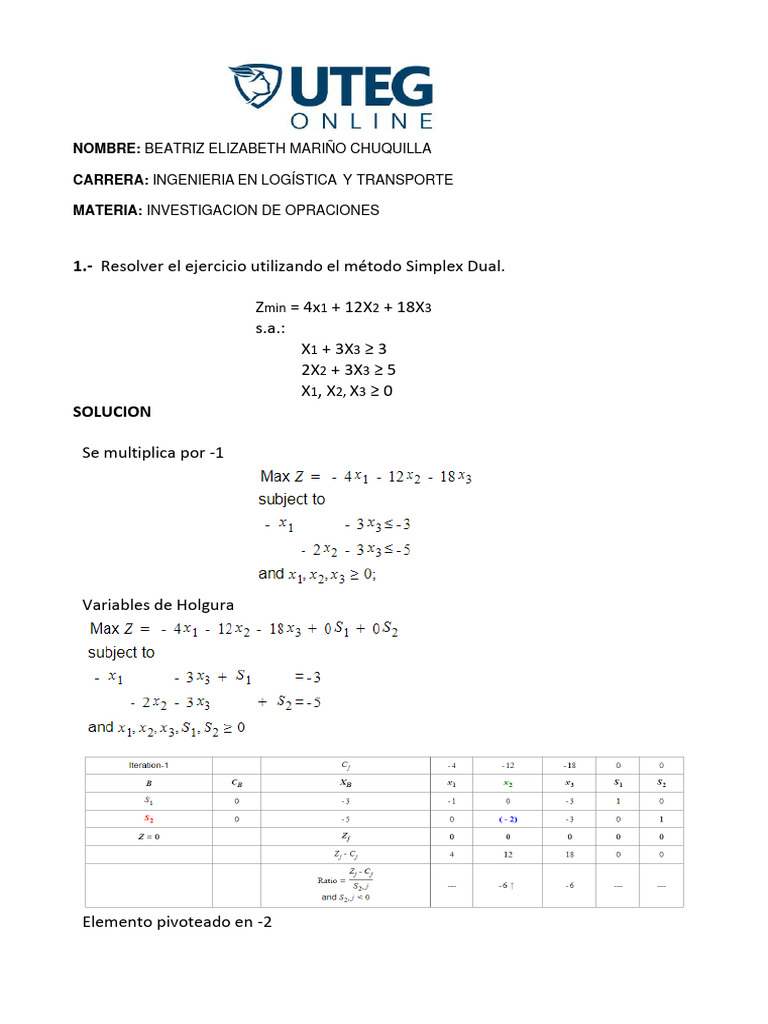 Invest Operac-p2-u3-Taller 3 BEATRIZ MARIÑO | PDF
