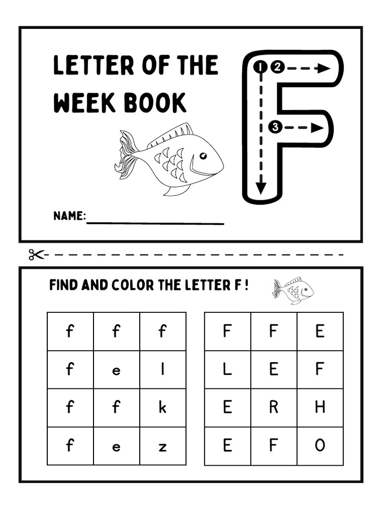 Black and White Illustrative Letter F Worksheets | PDF | Language Arts ...