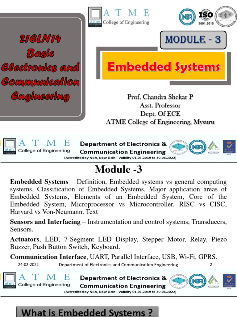 MODULE 3 Embedded Systems Sensors and Interfacing Actuators ... MODULE 3 Embedded Systems Sensors and Interfacing Actuators ...