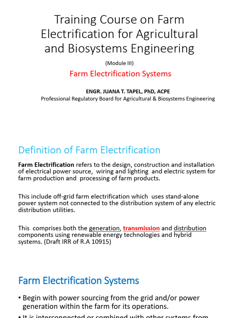 Farm Electrification Systems Overview | PDF | Electric Power ...