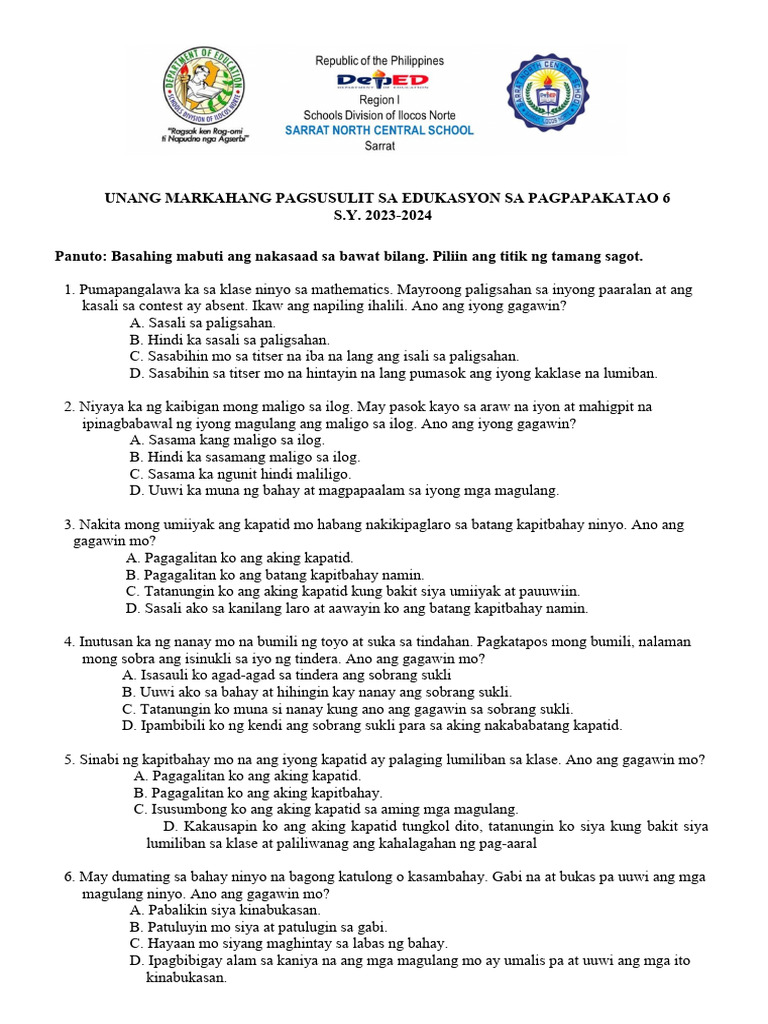 Quarter 1 Esp 6 | PDF