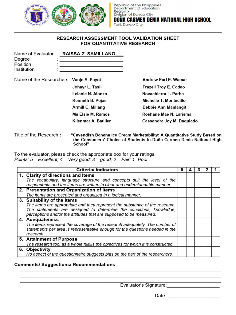 Rating Sheets of g5 Dili Maedit | PDF | Science | Psychological Concepts