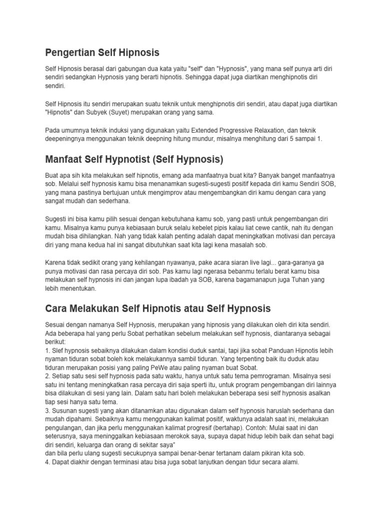 Self Hipnosis | PDF