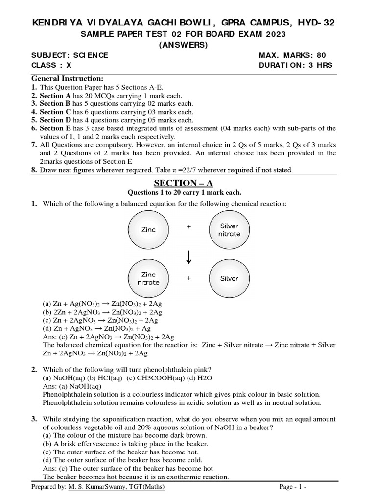 Class X Science Board Exam Sample Paper 2023 | PDF | Reproduction | Meiosis